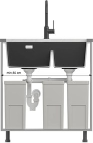 QUADRON Černý kuchyňský granitový dřez Logan 120, dvoukomorový k instalaci pod kuchyňskou desku