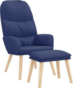 Relaxační křeslo se stoličkou modré textil 3097346