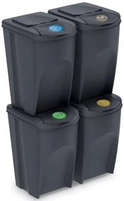 Prosperplast SORTIBOX Sada 4 odpadkových košů, 4x35l, antracit IKWB35S4