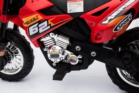 Ramiz Dětská motorka Cross na baterie červená + pomocná kolečka + LED zvuky