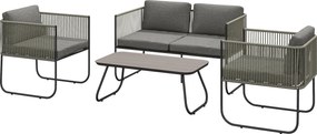 Polyratanový zahradní nábytek set lounge set s pohovkou křeslem stolem polštáři odolný proti povětrnostním vlivům 116 x 60 x 69 cm hnědá+tmavě šedá