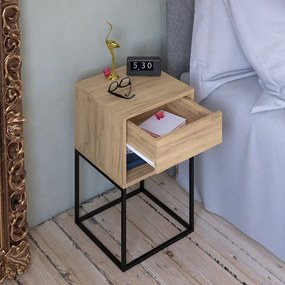 Noční/příruční stolek, dub artisan/černá, ARTI TYP 1
