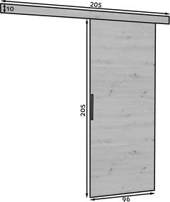 ADRK Furniture Posuvné nástěnné dveře DAAN 96 ADRK-SD-DAA-A-96