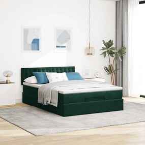 Osmanský rám postele s matrací tmavě zelená 140x190cm samet 3312767