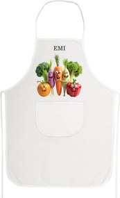 Kuchyňská zástěra Happy Veggie EMI, Bílá