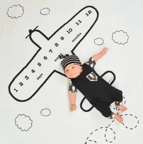 Bavlněná deka pro fotozáznam věku děťátka Motiv: Letadlo