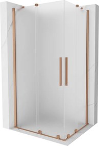 Mexen Velar Duo, sprchový kout s posuvnými dveřmi 90 x 80 cm, 8mm sklo námraza, měděná matná, 871-090-080-32-65