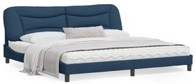 Rám postele s LED osvětlením modrý 200 x 200 cm textil