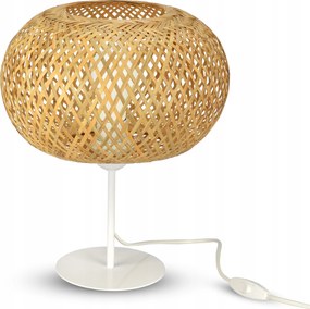 noční stolní lampa na stůl 581-L1 Led E27 Boho Bambus Přírodní Pletená