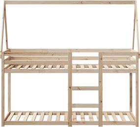 Patrová postel se střechou 80 x 200 cm masivní borové dřevo 3282081