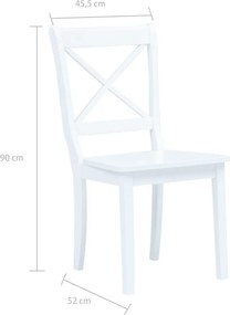 Jídelní židle 2 ks bílé masivní kaučukovník 247356