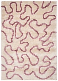 Viskózový koberec s abstraktním vzorem 160 x 230 cm béžový/růžový KAPPAR Beliani