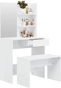 Toaletní stolek sada bílý s vysokým leskem 74,5 x 40 x 141 cm 3114143