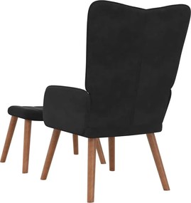 Relaxační křeslo se stoličkou černé samet 327672