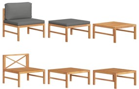 3dílná zahradní sedací souprava tmavě šedé podušky teak 316115