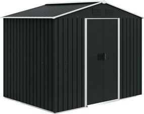 Outsunny Zahradní Kůlna 3,6m² 236x174x190 cm Šedá Zahradní Kůlna se 2 Posuvnými Dveřmi, Šikmou Střechou a 4 Okny pro Terasu | Aosom
