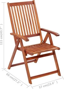 vidaXL Skládací zahradní židle s poduškami 3 ks masivní akáciové dřevo [3064089] Barva: Vzor šedá kostka