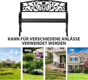 Outsunny dvoumístná zahradní lavička 240 kg nosnost, vhodná pro vnitřní i venkovní použití 127x60x85 cm černá