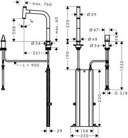 Hansgrohe M71, dřezová baterie M7119-H200 s výsuvnou sprškou, 2-otvorová instalace, sBOX, vzhled nerezový 73804800