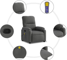 Masážní křeslo s polohovacím mechanismem, tmavě šedé, mikrovlákno 3206129
