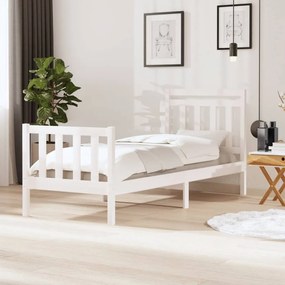 Rám postele bílý masivní dřevo 90 x 200 cm,  3100705 HangarStore.cz
