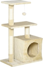 Škrabadlo PawHut se sisalem, kočičí strom s plošinami, jeskyně na spaní, škrabadlo, stáj, vnitřní kočičí domeček, 50x30x80cm| Aosom