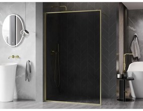 Mexen, Mexen Kioto-XF sprchová stěna s rámem 60 x 202 cm, grafit 10 mm, broušené zlato - 800-060-104-55-40-X