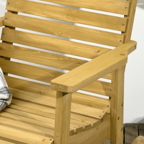 Houpací křeslo Outsunny s opěrkami, zahradní křeslo pro relaxaci na balkoně a terase, nosnost do 130 kg, borové dřevo, světle hnědé 64 x 86 x 85 cm