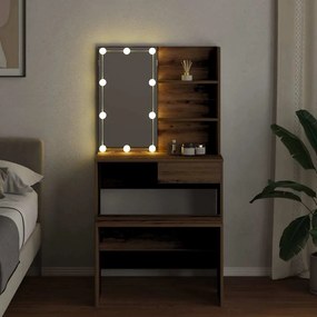 sada toaletního stolku s LED dub artisan kompozitní dřevo 3329184