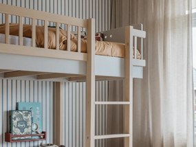 Vyvýšená postel BASIC se žebříkem 90x200 cm Zvolte barvu: Kašmírová