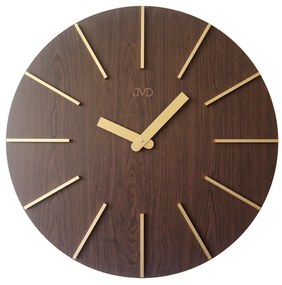 JVD Obrovské hnědé designové dřevěné nástěnné hodiny průměr 70cm JVD HC702.1