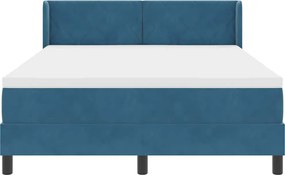 Postel s boxspringem s čelo Tmavě modrá 190 x 140 cm samet 3341520