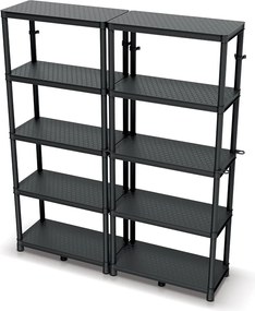 Prosperplast Regál plastový 5 polic STACKARO MIDDLE 74 x 36 x 172,5 cm - černý