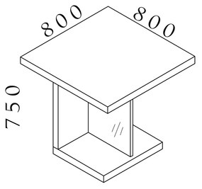 NABYTEK-DESIGNOVY.CZ - DLST80 - Manažerský konferenční stolek SOLID, čtvercový 80x80cm, jilm royal/bílá