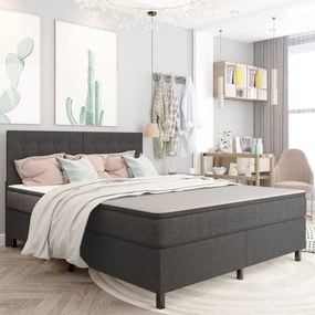 Postel boxspring tmavě šedá textil 160 x 200 cm 3054795