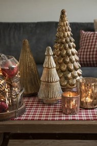 Mosazná antik vánoční skleněná ozdoba koule - Ø 9*9 cm