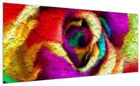 Barevný obraz abstraktní růže (100x40 cm)