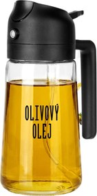 VILDE Skleněný rozprašovač a dávkovač na olej 2v1 450ml - čiré sklo