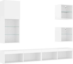 5dílná obývací stěna s LED osvětlením bílá kompozitní dřevo 3216675