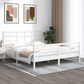 Rám postele bílý masivní dřevo 180 x 200 cm Super King,  3105876