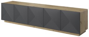 TV stolek Asha 200 cm - dub artisan / rivier stone mat