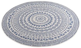 Modro-krémový venkovní koberec NORTHRUGS Coron, ø 140 cm