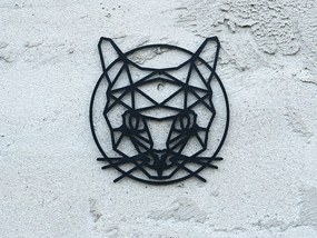 POLLY – Geometrický obraz na zeď – Kočka Barva: Černá, Velikost: L - 40 x 40 x 0.3 cm, Varianta: Kompletní produkt