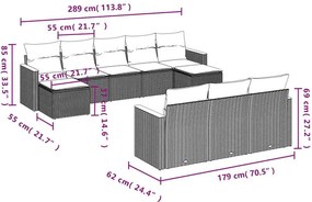 10dílná zahradní sedací souprava s poduškami černá polyratan 3258815