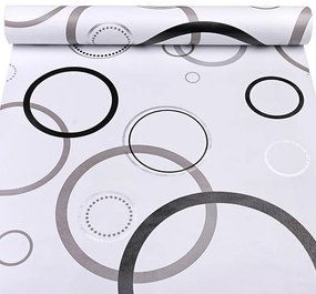 Samolepící tapety 45 cm x 10 m IMPOL TRADE 9096 kruhy černé, šedé, stříbrné samolepící tapety