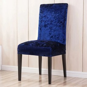 Sametové jednobarevné potahy na židle Varianta: lesklá, tmavě modrá
