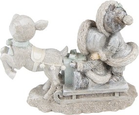 Vánoční dekorace soška dětí na saních - 16*7*12 cm