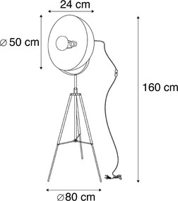 Průmyslová chytrá stojací lampa černá trojnožka vč. WiFi A60 - Magna 50 Eglip