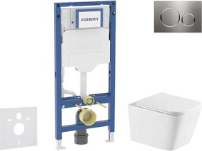 Geberit Duofix - Set předstěnové instalace, klozetu Arkas I a sedátka softclose, tlačítko Sigma20, nerez SANI11CA6174