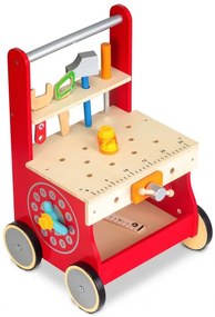 EcoToys Dřevěné chodítko dílna, červená, TL88042